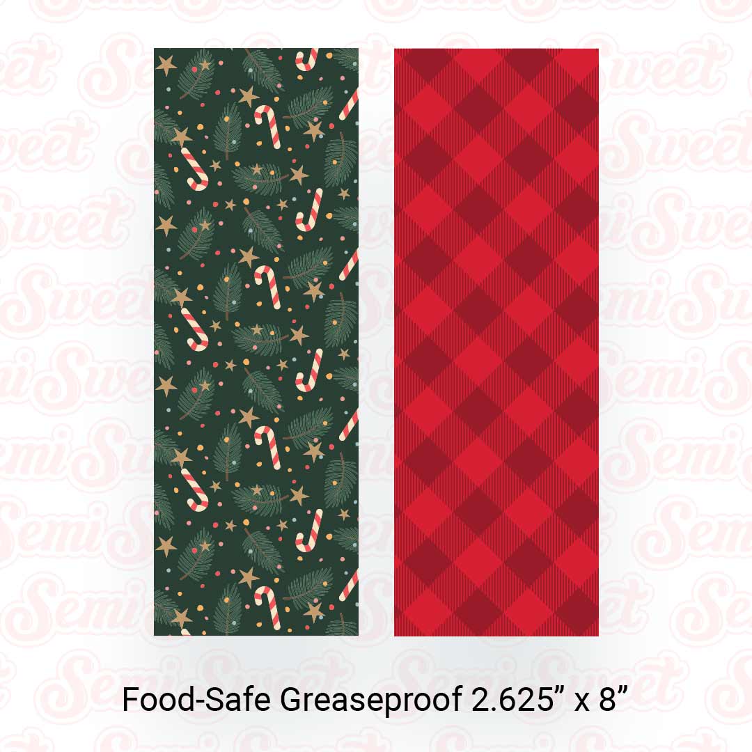 Pine Branches & Red Gingham - Food-Safe Greaseproof Cookie Card Backer